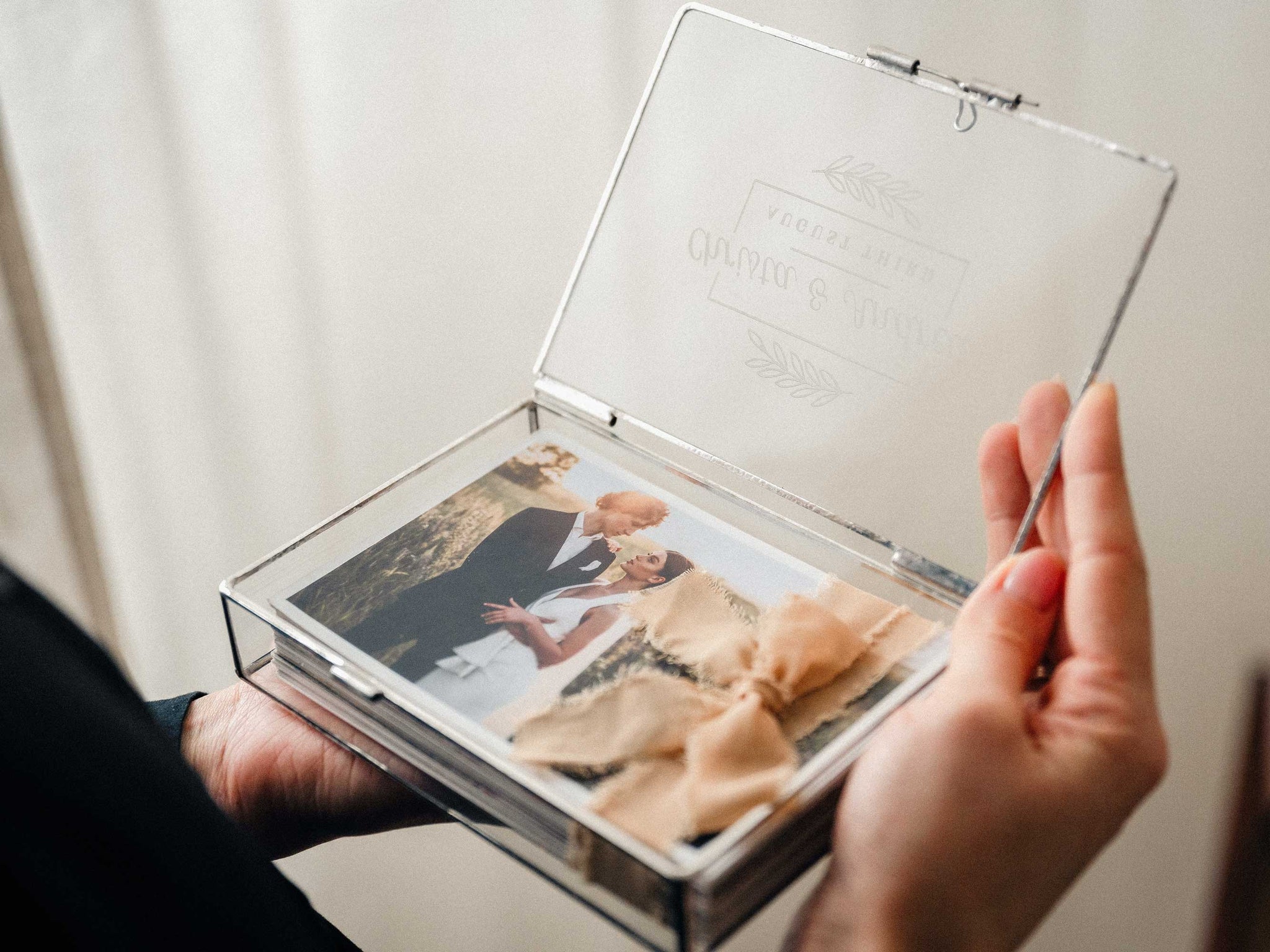 Handmade Silver Glass Photo Box – Premium Wedding Photography Storage