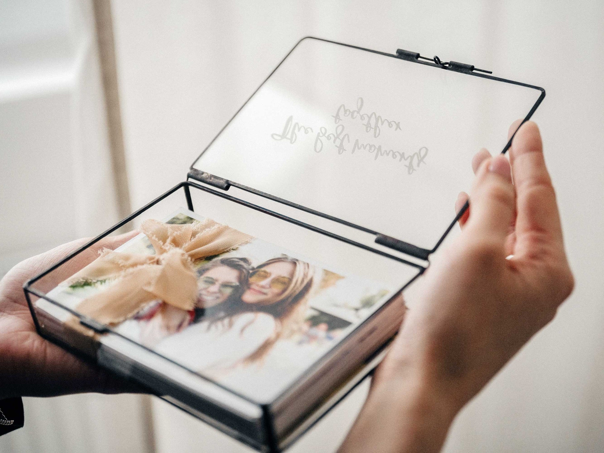 Glass Wedding Photo Box - Black