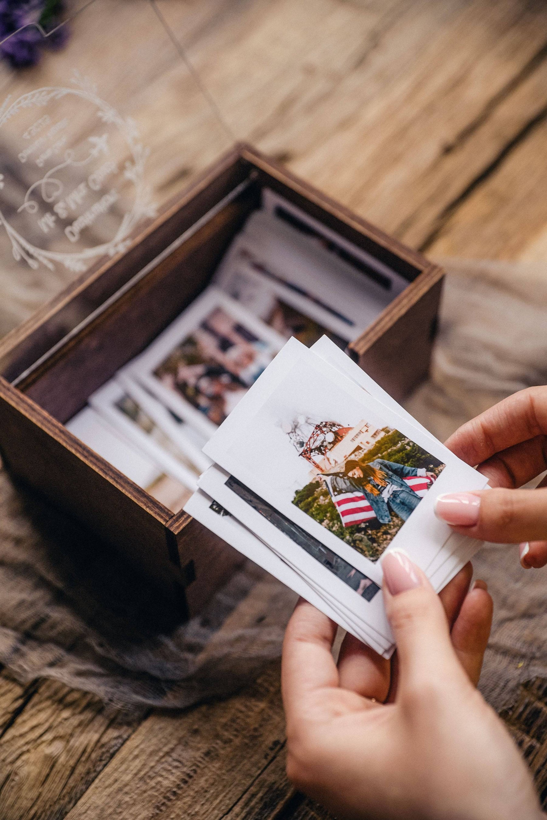 Instax Print Wood Box - Instax Mini Film Storage Box for 200+ Fujifilm