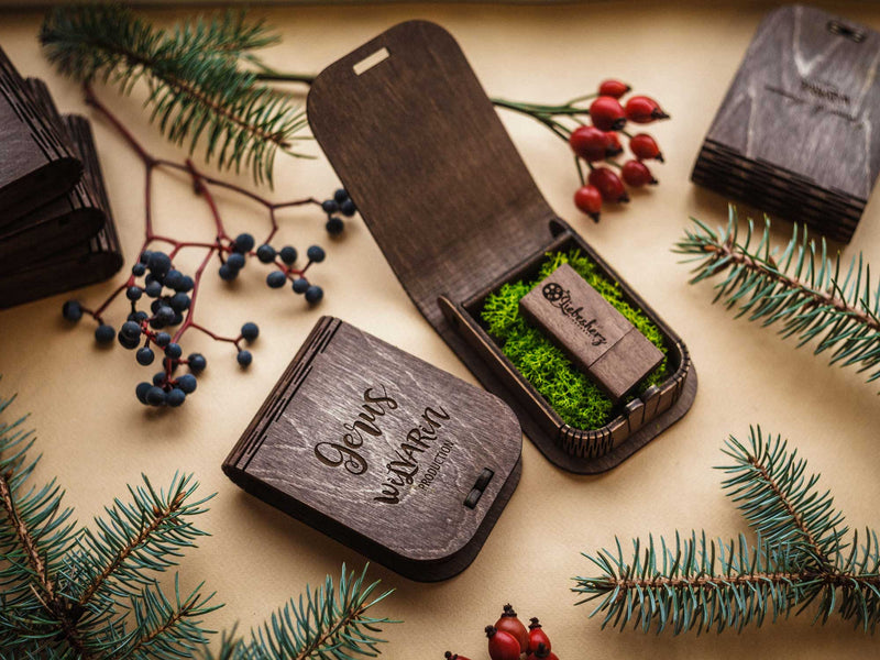 Personalized USB Box with Wooden Flash Drive (option) for Wedding ...