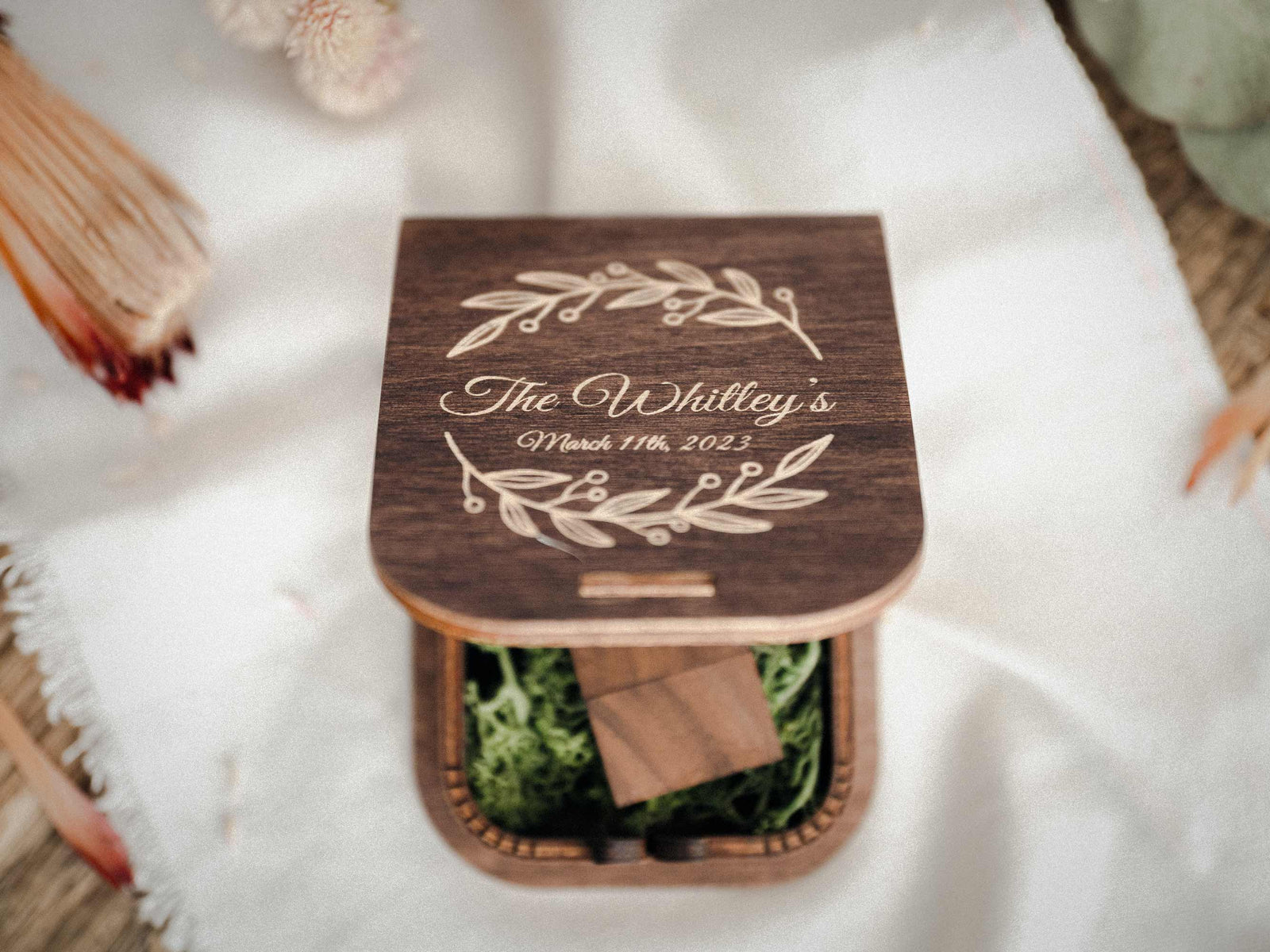 Wedding USB Box with Custom Wooden USB Flash Drive