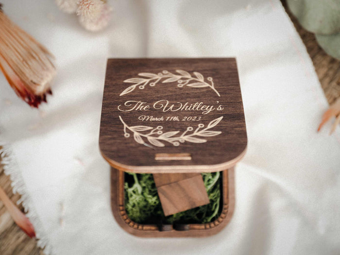 Wedding USB Box with Custom Wooden USB Flash Drive