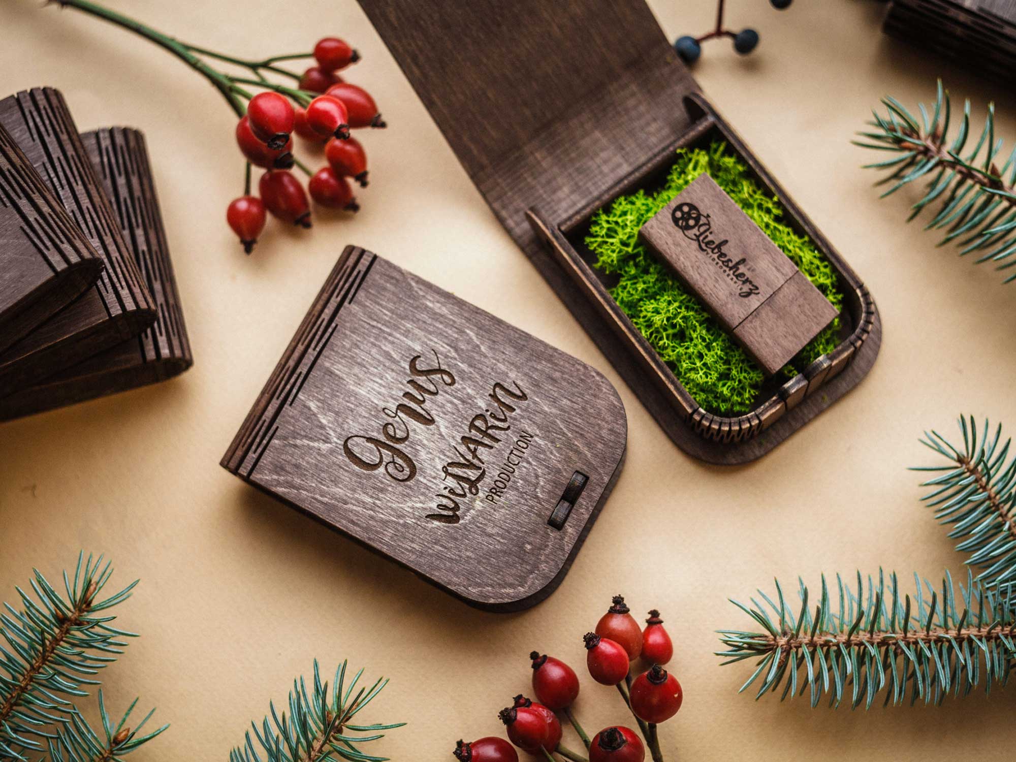 Personalized USB Box with Wooden Flash Drive (option) for Wedding ...